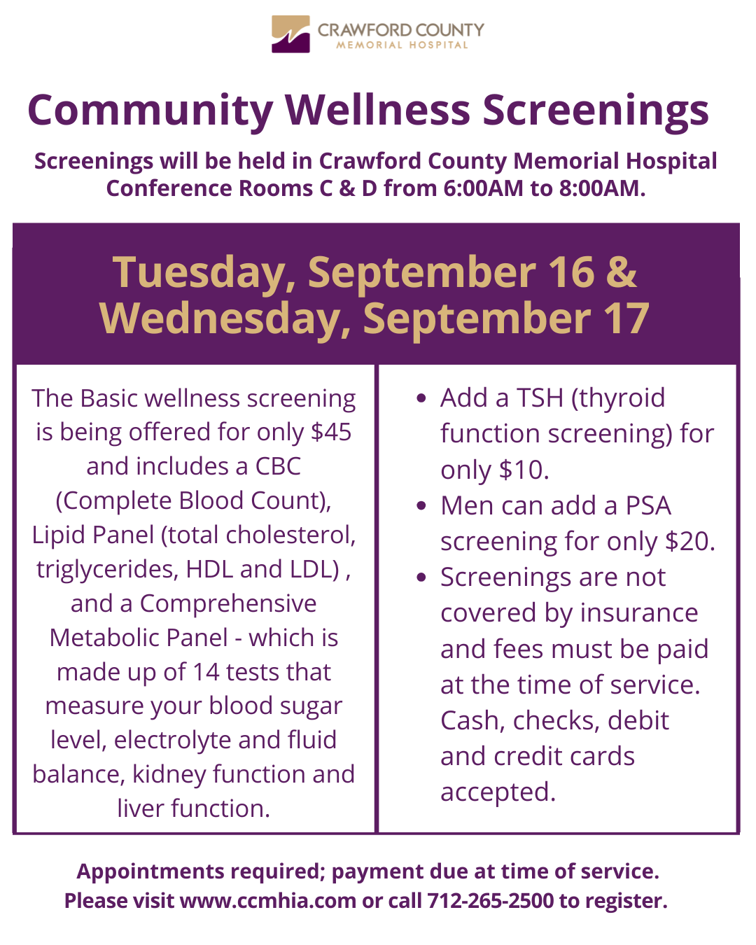 Stay Ahead of Your Health: September Community Wellness Screenings ...
